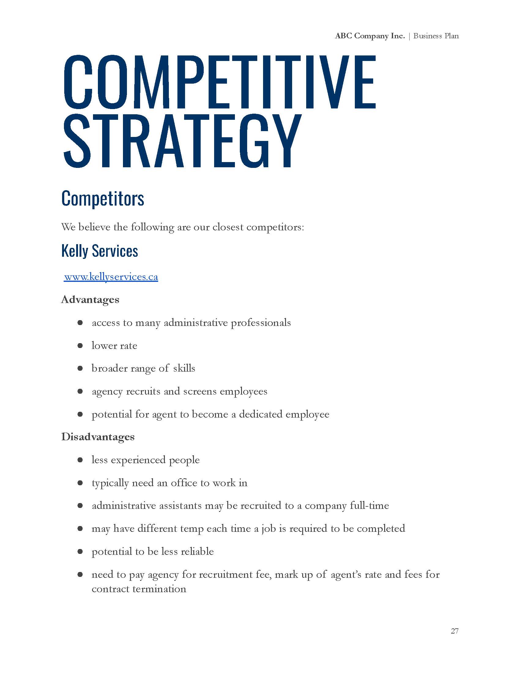 How to Write an Effective Business Plan: Competitive Strategy - Treana ...